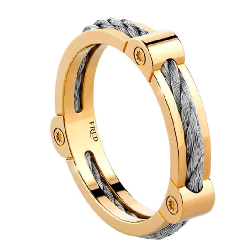 Bague Fred WINCH Petit Modèle Force 10 Or Jaune et Acier | Verhoeven