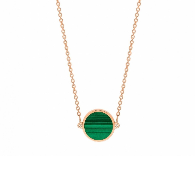 Collier GINETTE NY Mini Ever Disc or rose malachite | Maison Verhoeven