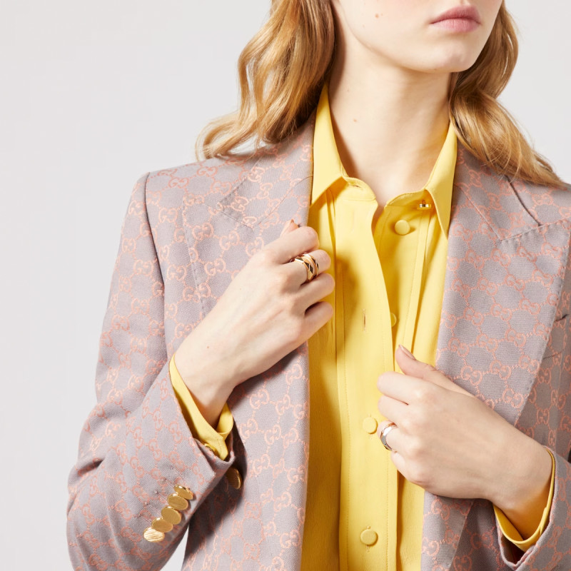 Bague Double Gucci Link To Love Ornée de Clous Or Jaune | Verhoeven