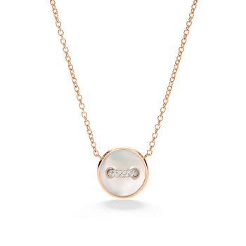 Collier Pomellato Pom Pom Dot Or Rose, Nacre Blanche/Grise et Diama...