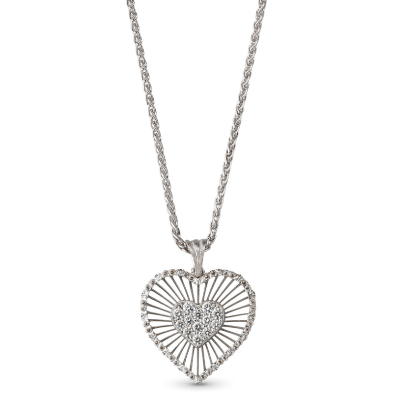 Pendentif Buccellati Tulle Raggiera Or Blanc et Diamants | Verhoeven