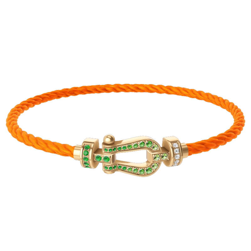 Bracelet Fred Force 10 Moyen Modèle Or Jaune, Émeraudes, Tsavorites...